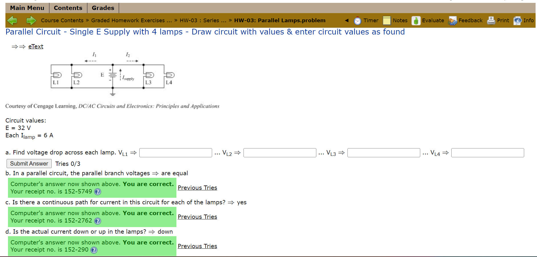 Solved Parallel Circuit - Single E Supply with 4 lamps - | Chegg.com