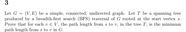 3Let G=(V,E) be ﻿a simple, connected, undirected | Chegg.com