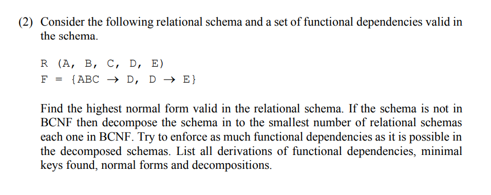 Solved (2) Consider the following relational schema and a | Chegg.com