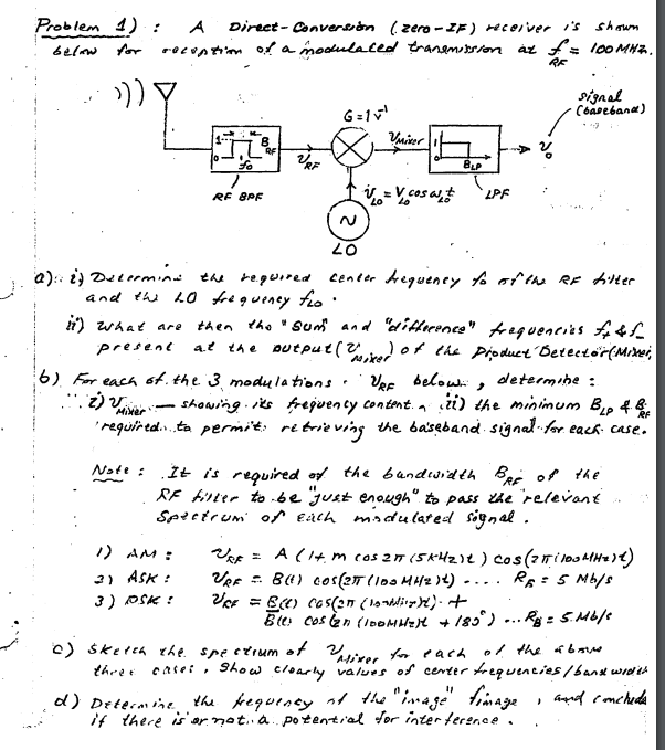 show RE Problem 1) : А Direct - Conversion (zero - | Chegg.com