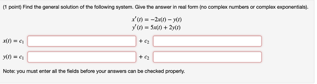 Solved Find the general solution of the following system. | Chegg.com
