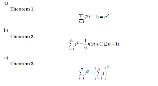 Solved ∑i=1n(2i−1)=n2 b) Theorem 2. ∑i=1ni2=61n(n+1)(2n+1) | Chegg.com