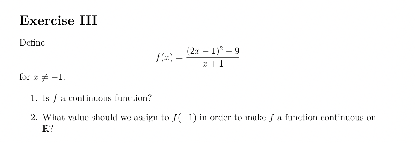 Solved Define f(x)=x+1(2x−1)2−9 for x =−1 1. Is f a | Chegg.com