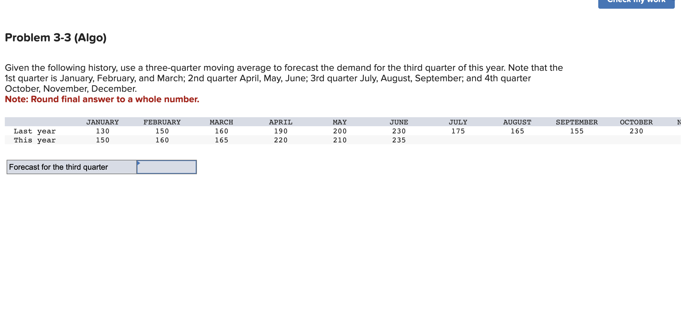 Solved Given the following history, use a three-quarter | Chegg.com