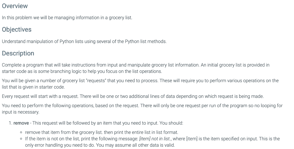 Solved Overview In this problem we will be managing | Chegg.com
