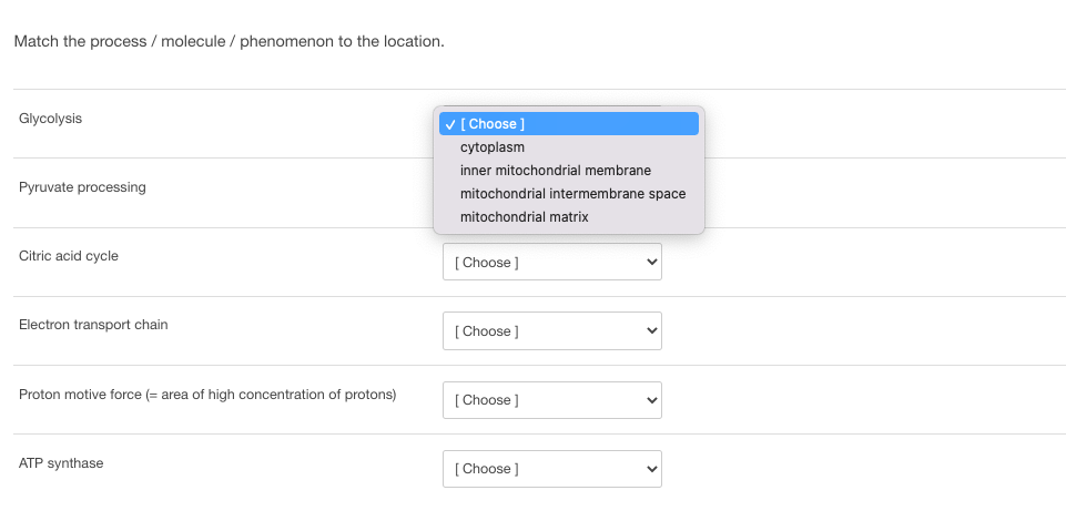Solved Match the process / molecule / phenomenon to the | Chegg.com