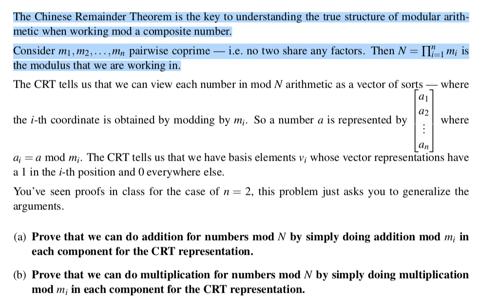 Solved The Chinese Remainder Theorem is the key to | Chegg.com