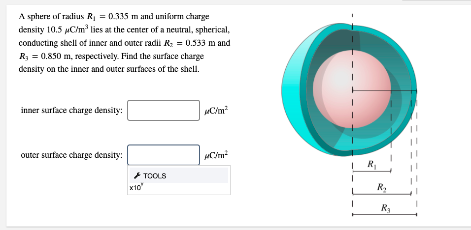 Solved A sphere of radius 𝑅1=0.335 m and uniform charge | Chegg.com