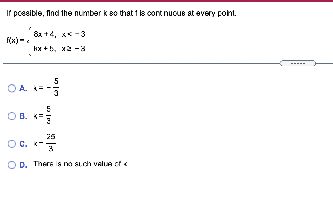 Solved If possible, find the number k so that fis continuous | Chegg.com