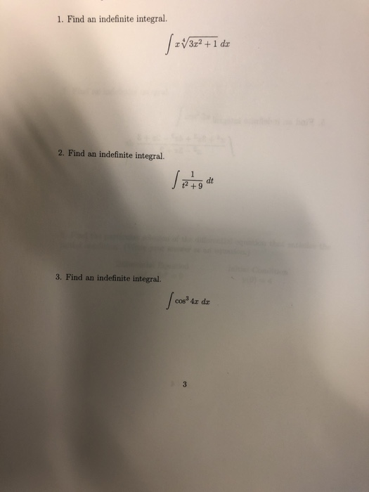 Solved 1. Find an indefinite integral. rV3r2 +1 dr 2. Find | Chegg.com