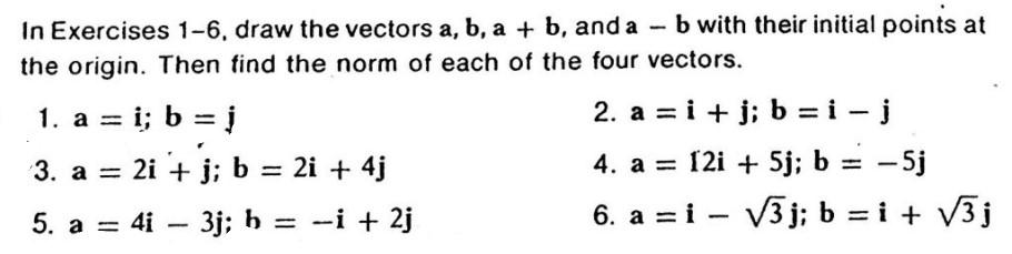 Solved = In Exercises 1-6, draw the vectors a, b, a + b, and | Chegg.com