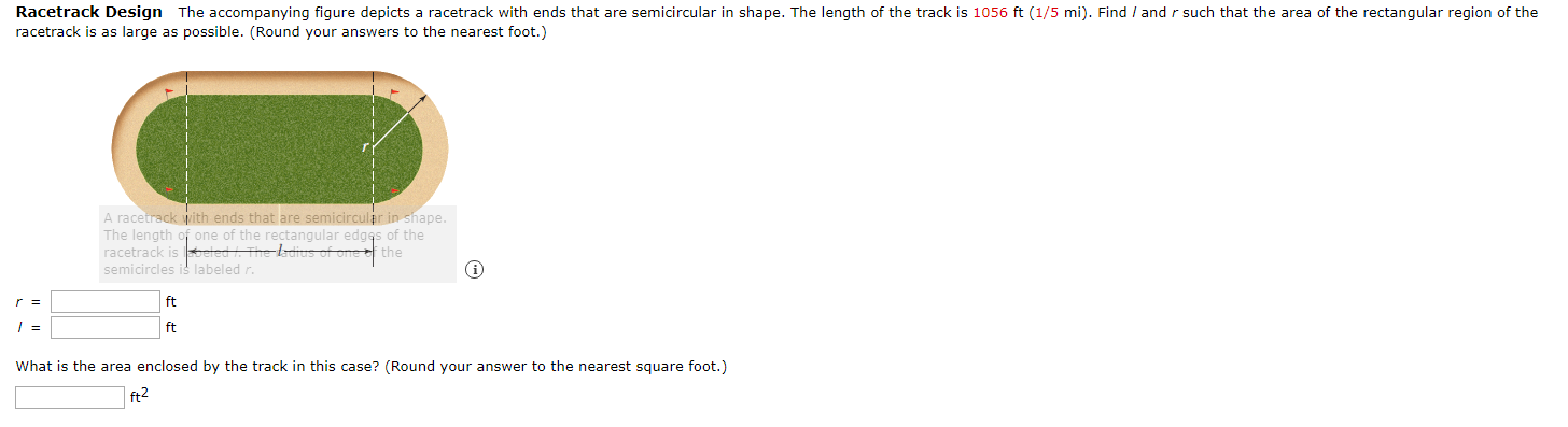 Solved Racetrack Design The accompanying figure depicts a | Chegg.com