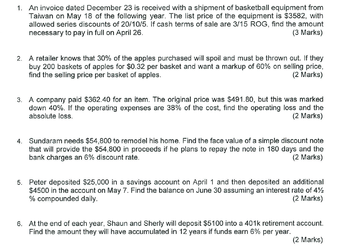 Solved 1. An invoice dated December 23 is received with a | Chegg.com
