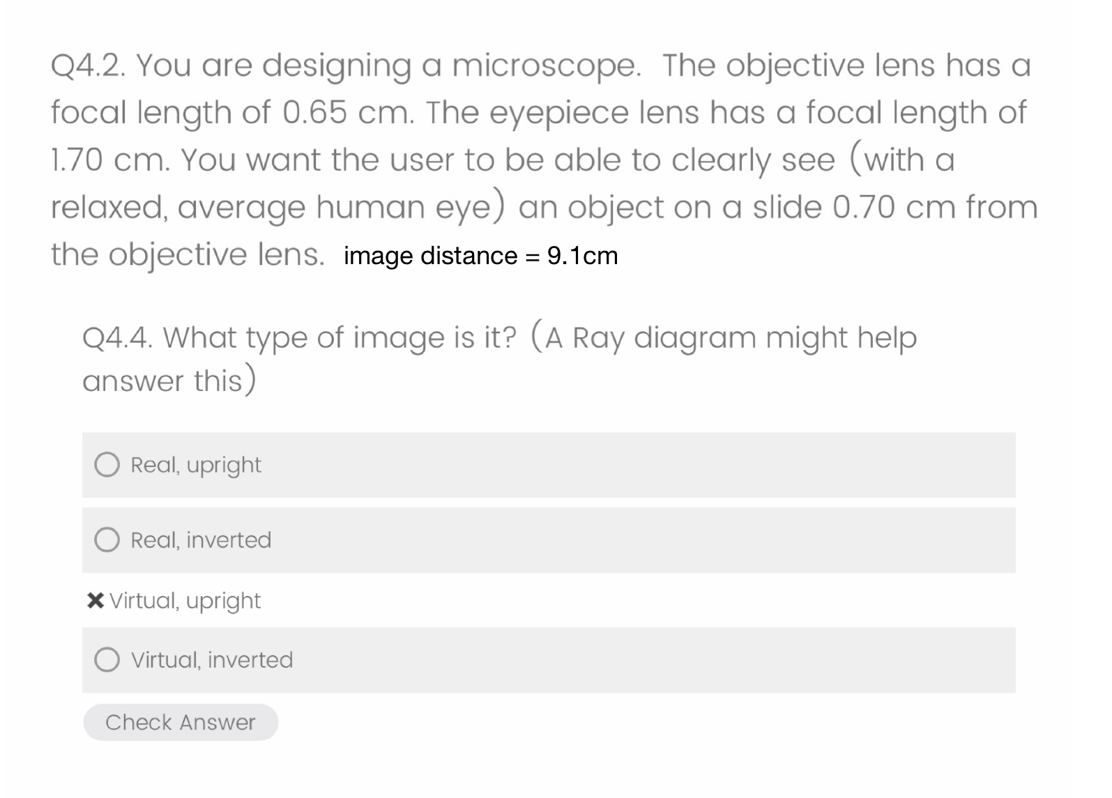 Solved Q4.2. ﻿You are designing a microscope. The objective | Chegg.com