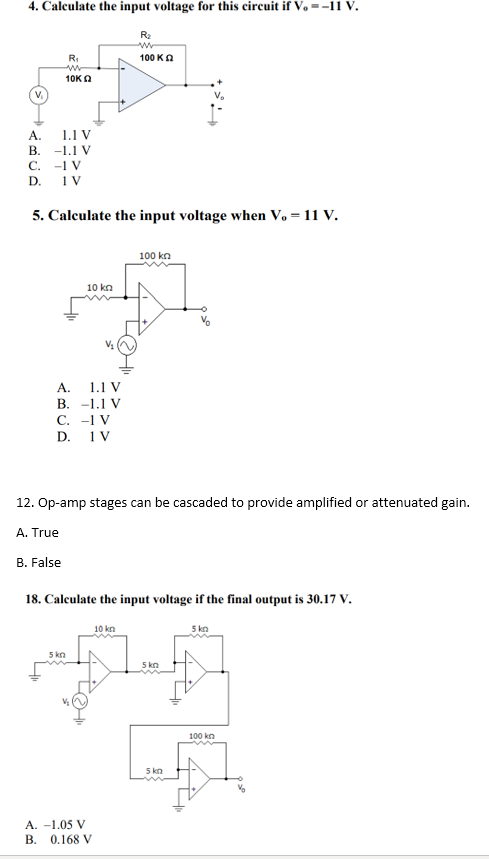 Solved 4. Calculate the input voltage for this circuit if V. | Chegg.com