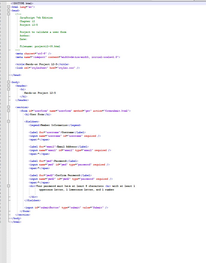 Solved Hands-on Project 12-5 User Form Member Information | Chegg.com