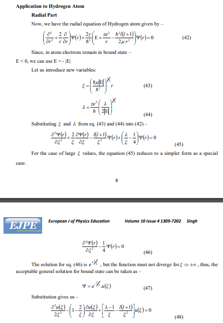 Solved Application to Hydrogen Atom Radial Part Now, we have | Chegg.com