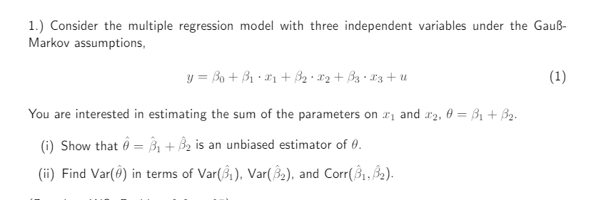 Solved 1.) Consider the multiple regression model with three | Chegg.com
