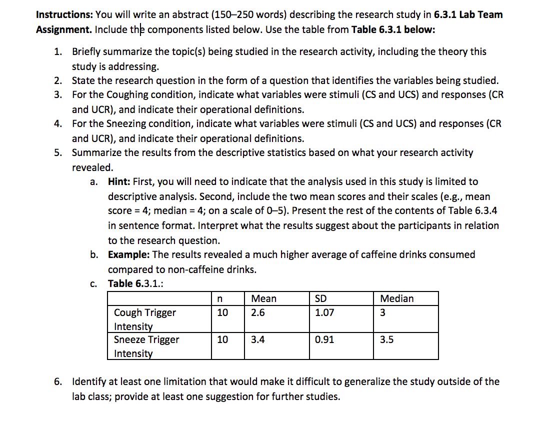 Instructions: You will write an abstract (150–250 | Chegg.com