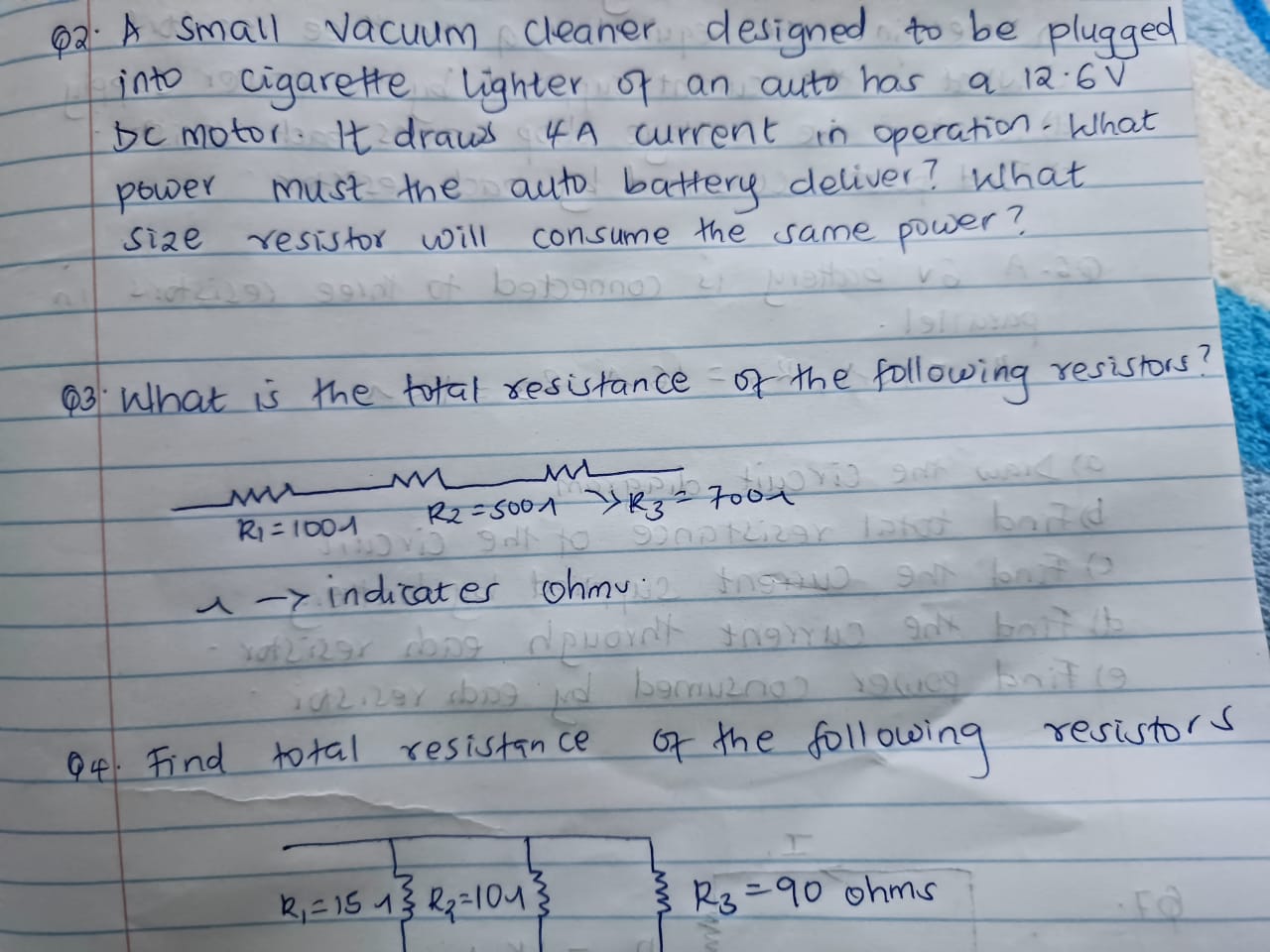 Solved Q2. A small vacuum cleaner designed to be plugged | Chegg.com