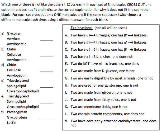 Solved Which one of these is not like the others? (2 pts | Chegg.com