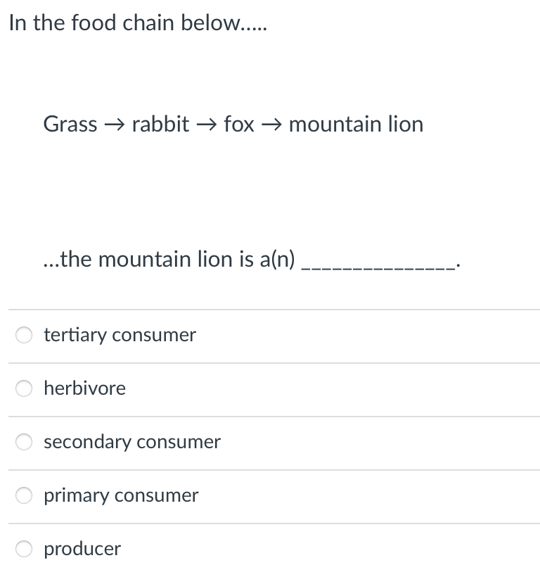 Solved In the food chain below..... Grass → rabbit → fox → | Chegg.com