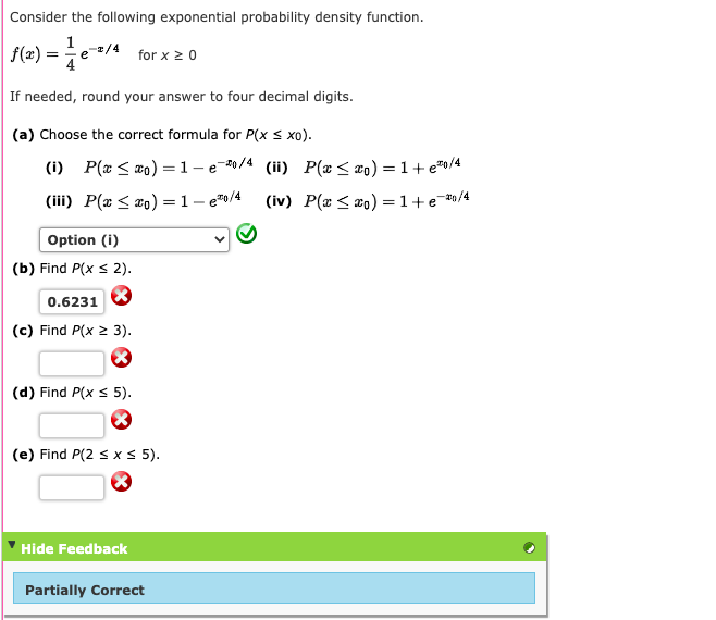 Solved Consider the following exponential probability | Chegg.com