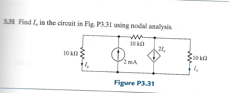 Solved 331 Find I, in the circuit in Fig. P3.31 using nodal | Chegg.com