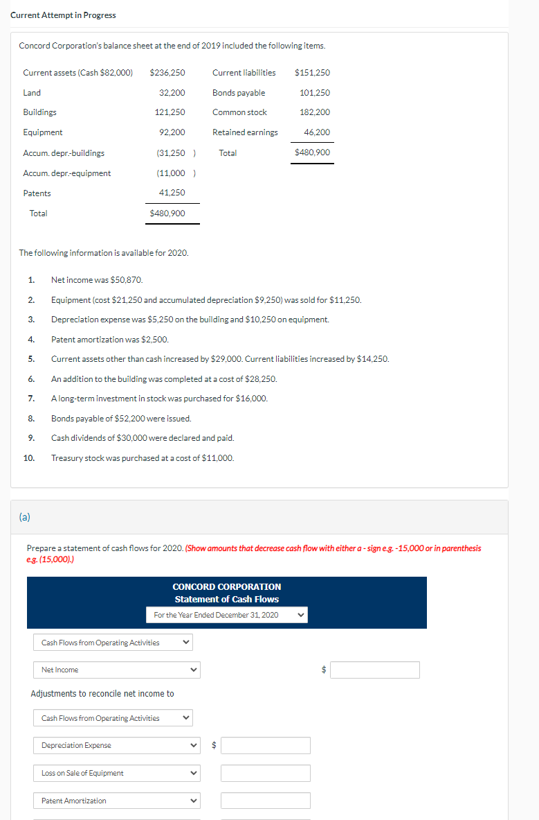 Solved Current Attempt in Progress Concord Corporation's | Chegg.com