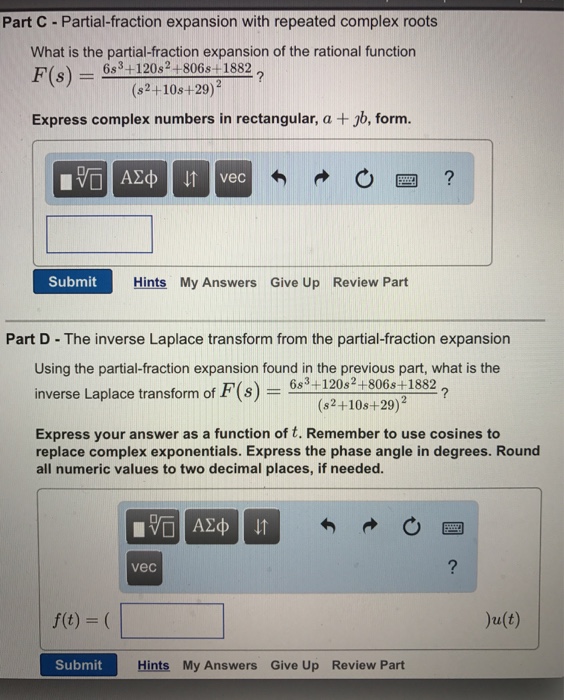 Solved Part B Finding the inverse Laplace transform from the | Chegg.com