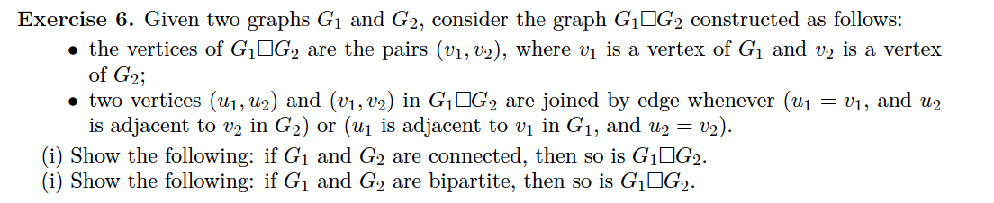 Solved Exercise 6. Given two graphs Gị and G2, consider the | Chegg.com