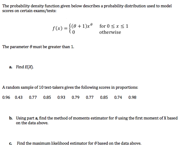 Solved The probability density function given below | Chegg.com
