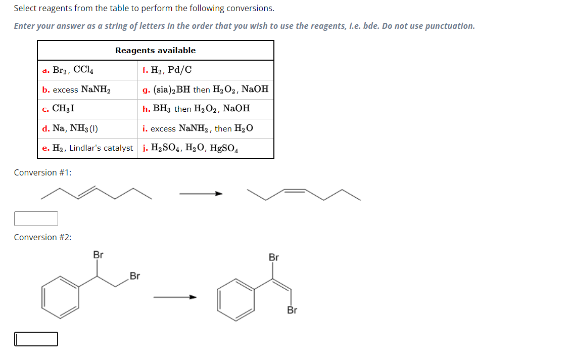 Solved Select reagents from the table to perform the | Chegg.com