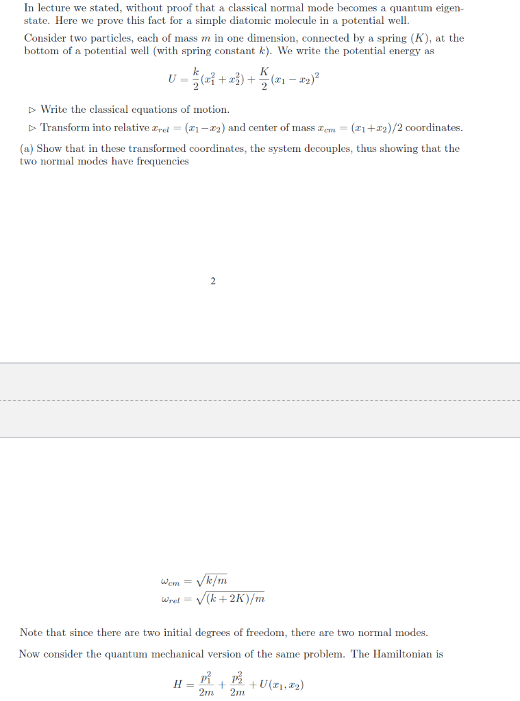 Solved In Lecture We Stated Without Proof That A Classical