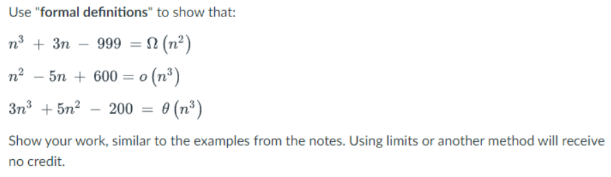 Solved Use "formal definitions" to show that: | Chegg.com