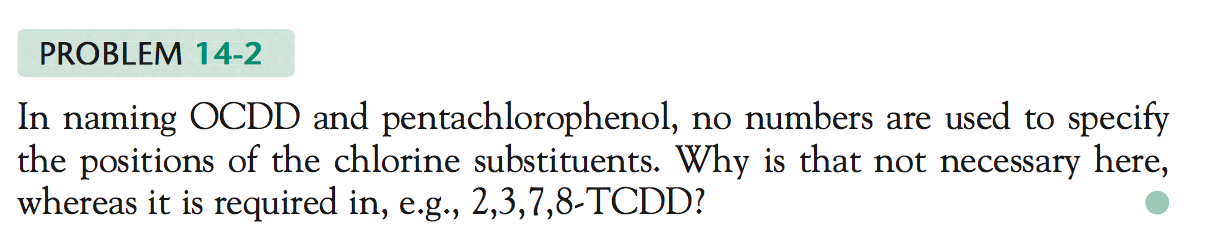 Solved In naming OCDD and pentachlorophenol, no numbers are | Chegg.com