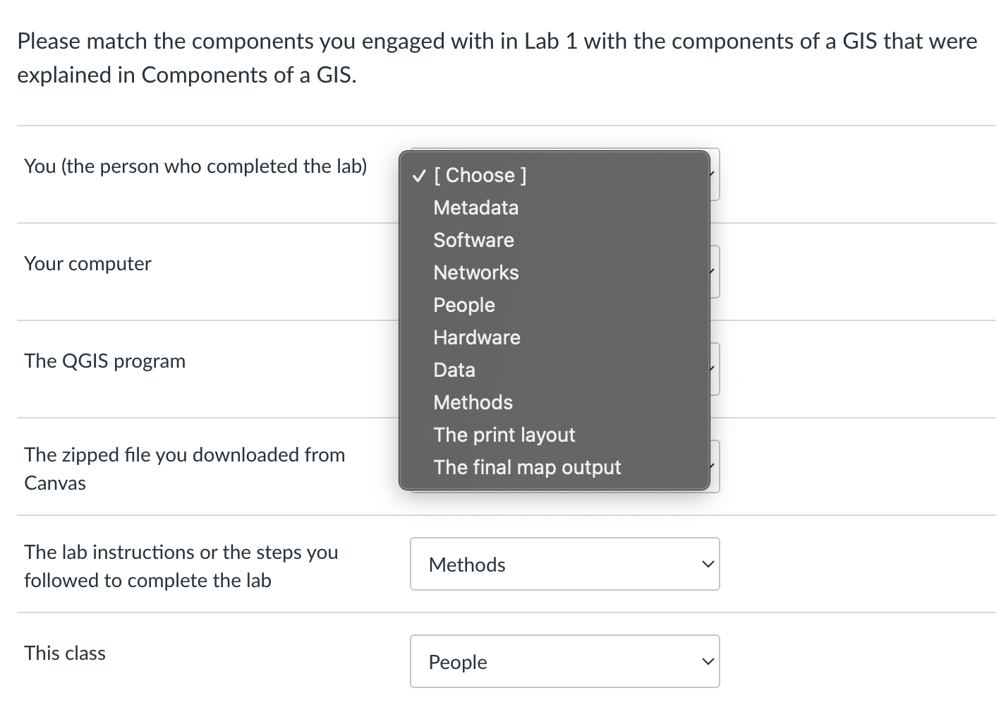 Solved Please match the components you engaged with in Lab 1 | Chegg.com