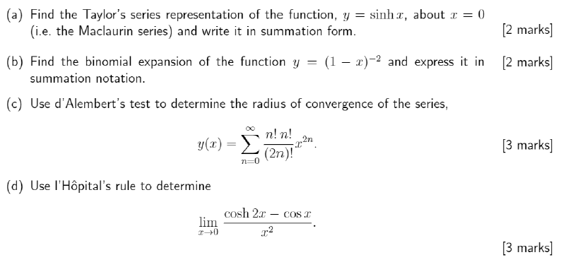 Solved = (a) Find the Taylor's series representation of the | Chegg.com