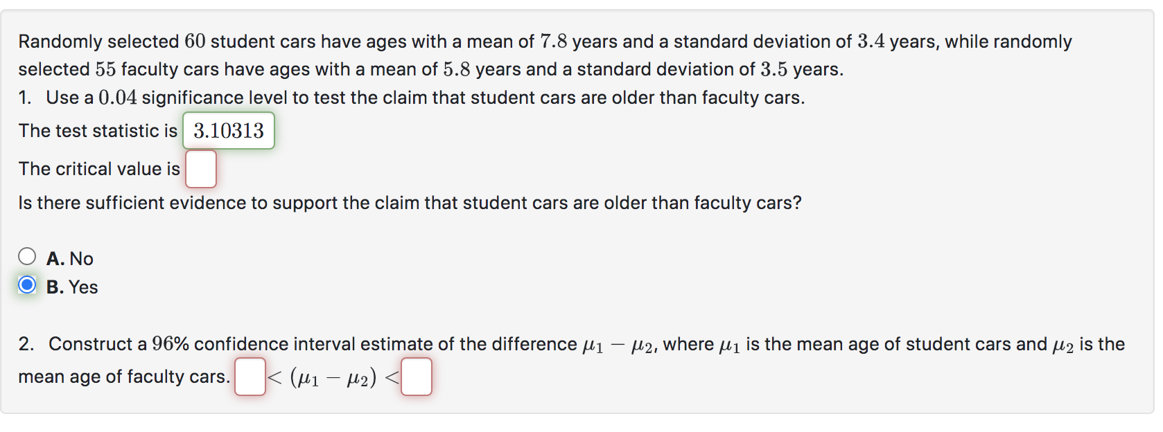 Solved Randomly selected 60 student cars have ages with a | Chegg.com