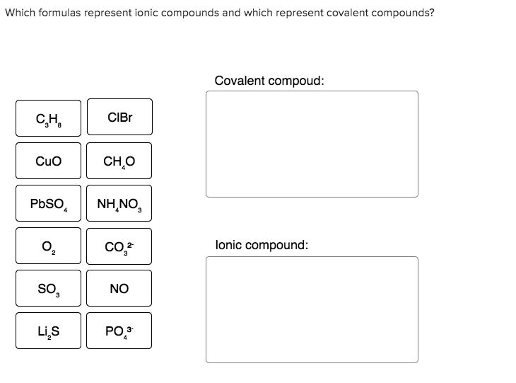 Solved Which formulas represent ionic compounds and which | Chegg.com
