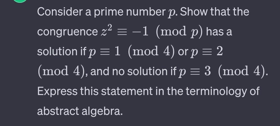 Solved Consider a prime number p. ﻿Show that thecongruence | Chegg.com
