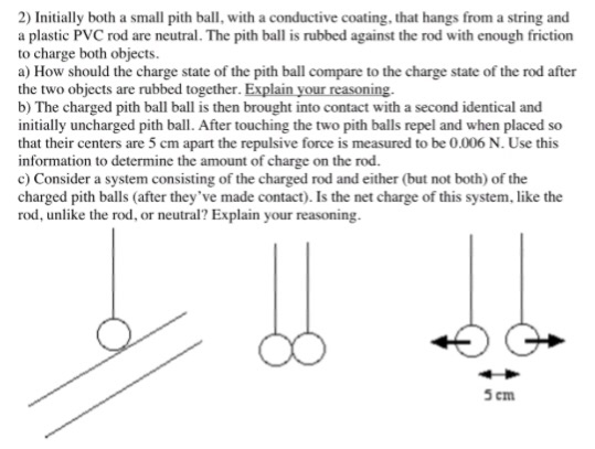 Solved Initially both a small pith ball, with a conductive | Chegg.com