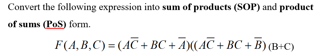 Solved Convert the following expression into sum of | Chegg.com