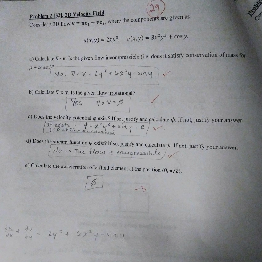 Solved 21 Problem 2 1321, 2D Velocity Field Consider a 2D | Chegg.com