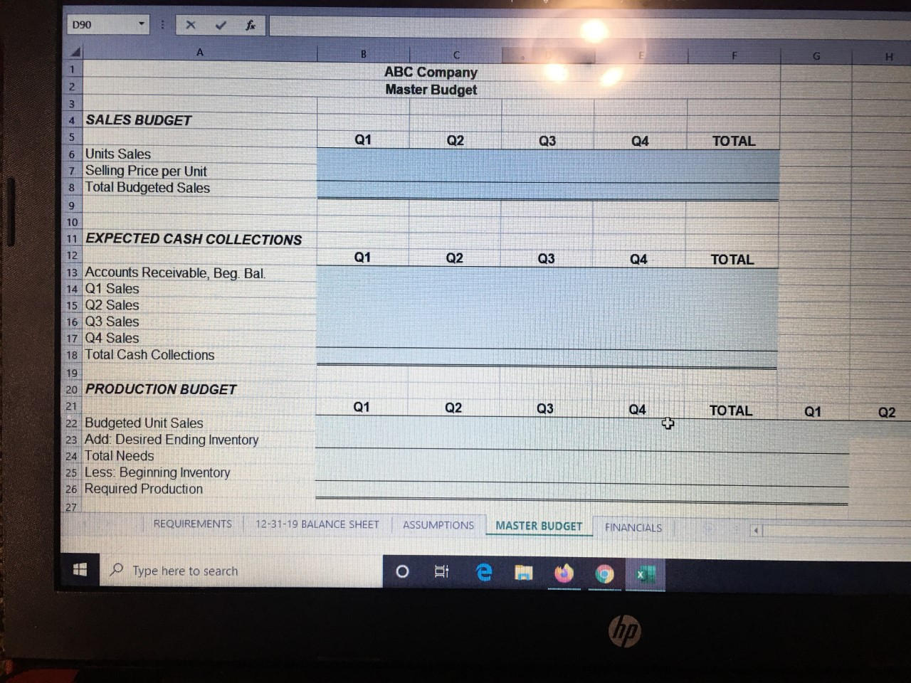 B4 A ABC Company Budgeted Income Statement For the | Chegg.com