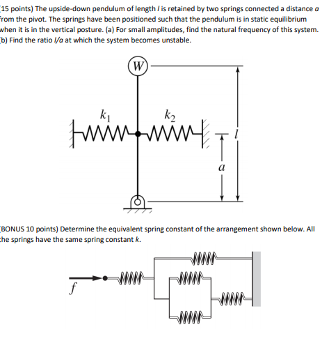 Solved 15 points) The upside-down pendulum of length / is | Chegg.com