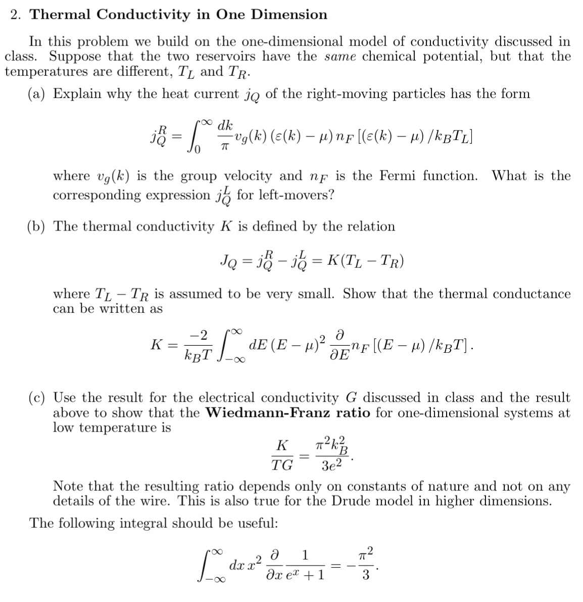 Solved 2. Thermal Conductivity in One Dimension In this | Chegg.com