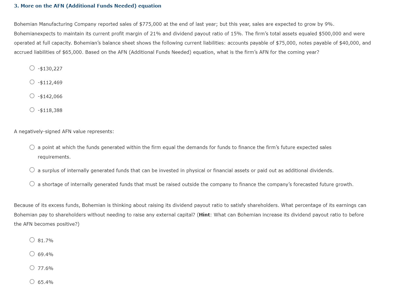 Solved 3. More on the AFN (Additional Funds Needed) equation | Chegg.com