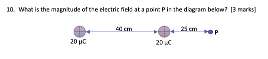 Solved 10. What is the magnitude of the electric field at a | Chegg.com