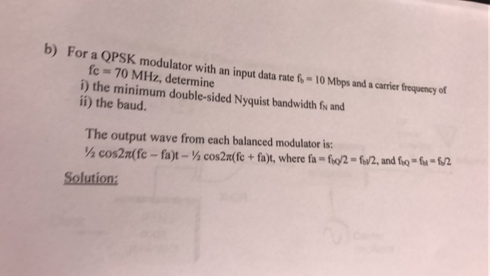 Solved For a QPSK modulator with an input data rate f_b = 10 | Chegg.com